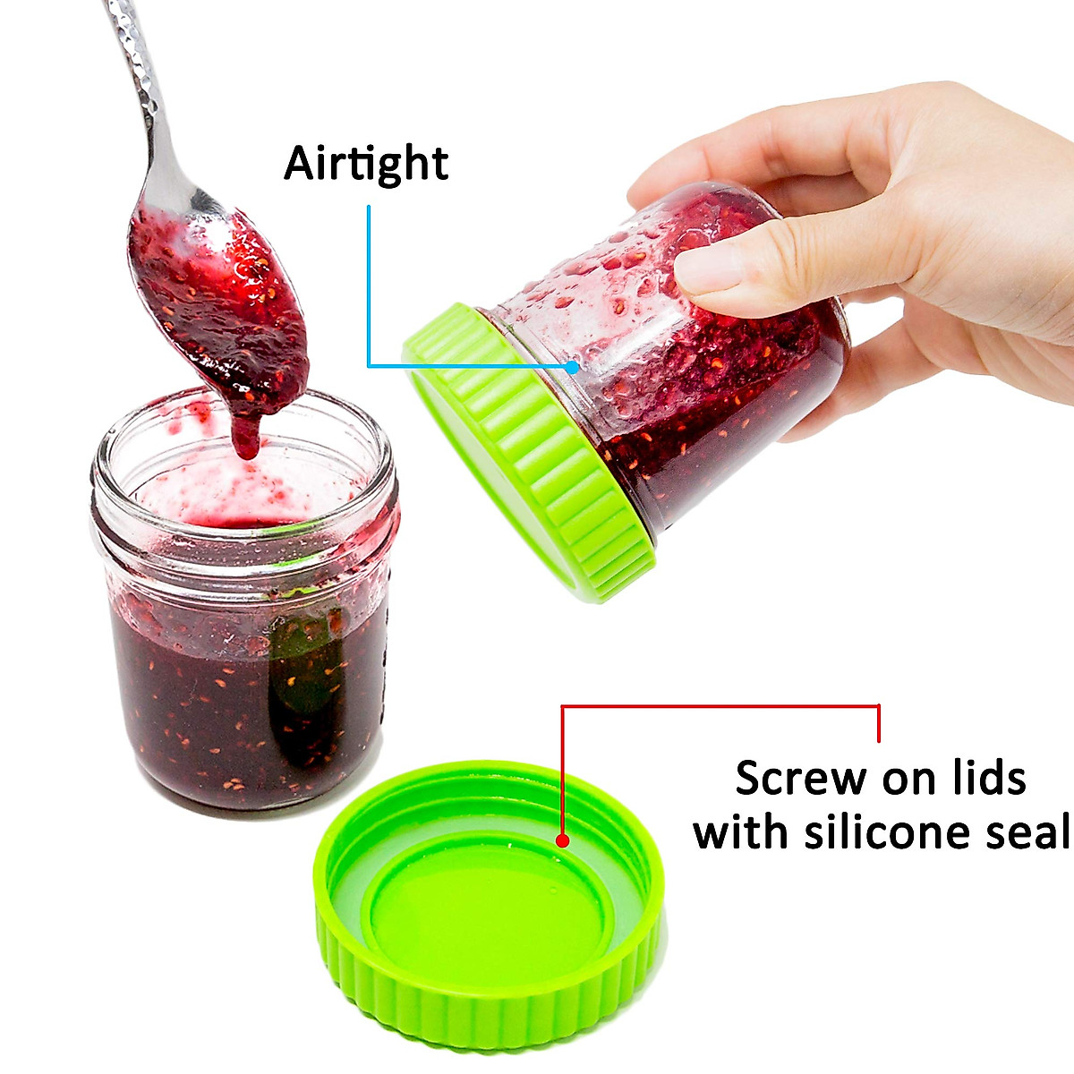 Youngever Glass Baby Food Storage, 6 Ounce Baby Food Glass Containers with Airtight Lids, Glass Jars with Lids (8 Rainbow Colors)