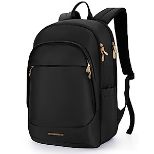 LIGHT FLIGHT Travel Laptop Backpack Women, 15.6 Inch Anti Theft Laptop Backpack with USB Charging Hole, Water Resistant College School Bookbag, Large Capacity Black Computer Backpacks for Work, Black