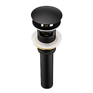 Purelux Pop Up Drain Stopper With Overflow for Bathroom Faucet Vessel or Vanity Sink, Matte Black Finish