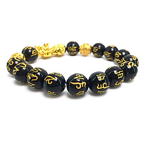 Black Obsidian Wealth Bracelet, 2 Pcs Pi Xiu Bracelet Good Luck Bracelets for Women Men Attract Wealth Money Jewelry