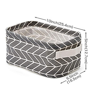 EZOWare 6 Pcs Small Foldable Storage Bins Baskets, Collapsible Linen Canvas Fabric Organizer Containers with Handles for Bathroom Toys Nursery Kids Toddlers Home and Office - Multi, 10 x 6.5 x 5 inch