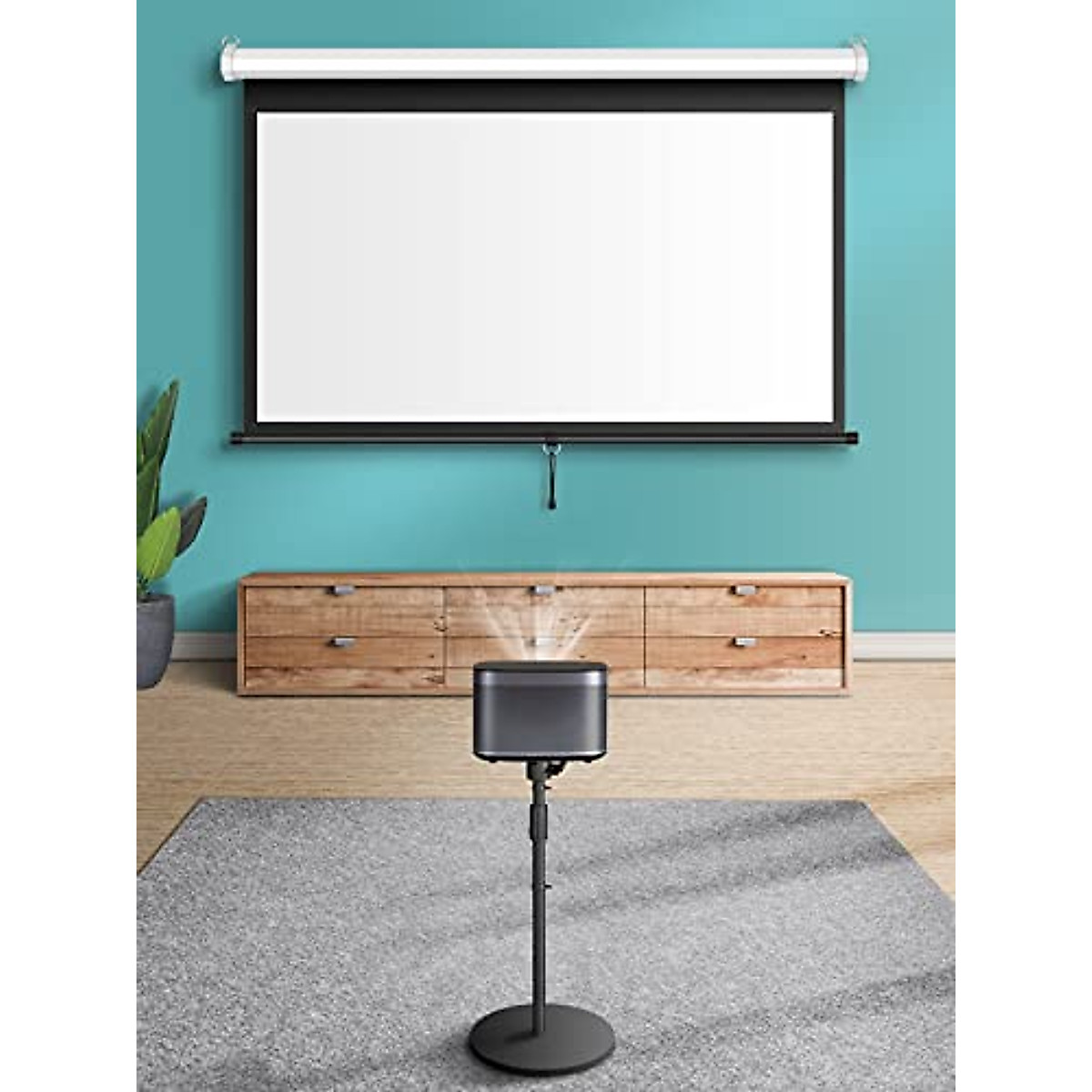 Manual Pull Down Projection Screen, 60-inch Portable HD Movie Screens, Wall-Mounted/Hanging Projector Screen, Anti-Rust Metal Shell, Support 4:3 16:9 3D 4K (Size : 60Inch 16-9)