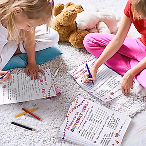 50 Sheets Who Knows The Birthday Girl Game Cards Birthday Girl Party Game Cards with 20 Pieces Pre Pointed Wood Pencils Notebook Themed Party Activity Card for Sleepover Slumber Party Supplies