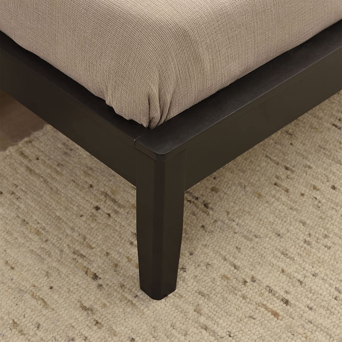 Better Home Products Stella Solid Pine Wood Queen Platform Bed Frame in Black