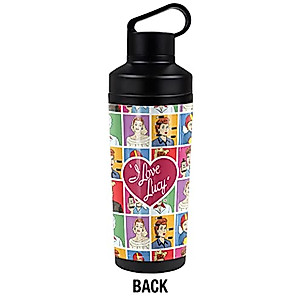 I Love Lucy OFFICIAL Square Faces 18 oz Insulated Water Bottle, Leak Resistant, Vacuum Insulated Stainless Steel with 2-in-1 Loop Cap