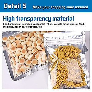 Resealable Mylar Bags Stand Up Food Storage Aluminum Foil Bags 50 Pack Reusable Pouches 5 Different Sizes for Beans Coffee Cookie Snack Food Dried Flowers Tea