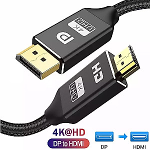 SIREG DP to HDMI Cable 1.5m/4.9FT, Support 4K Resolution, 1.4 4D Version,for Connection DisplayPort to HDMI Video Display Device
