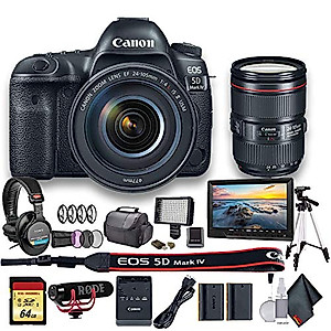 Canon EOS 5D Mark IV DSLR Camera with 24-105mm f/4L II Lens (1483C010) - Starter Bundle (Renewed)