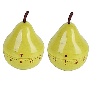 Cute Timers, 2pcs Kitchen Timers for Cooking, 60minutes Mechanical Cooking Timer Mini Pear Fruit Shape Kitchen Timer Cartoon Reminder Alarm Clock Time Manager for Learning Baking Exercise