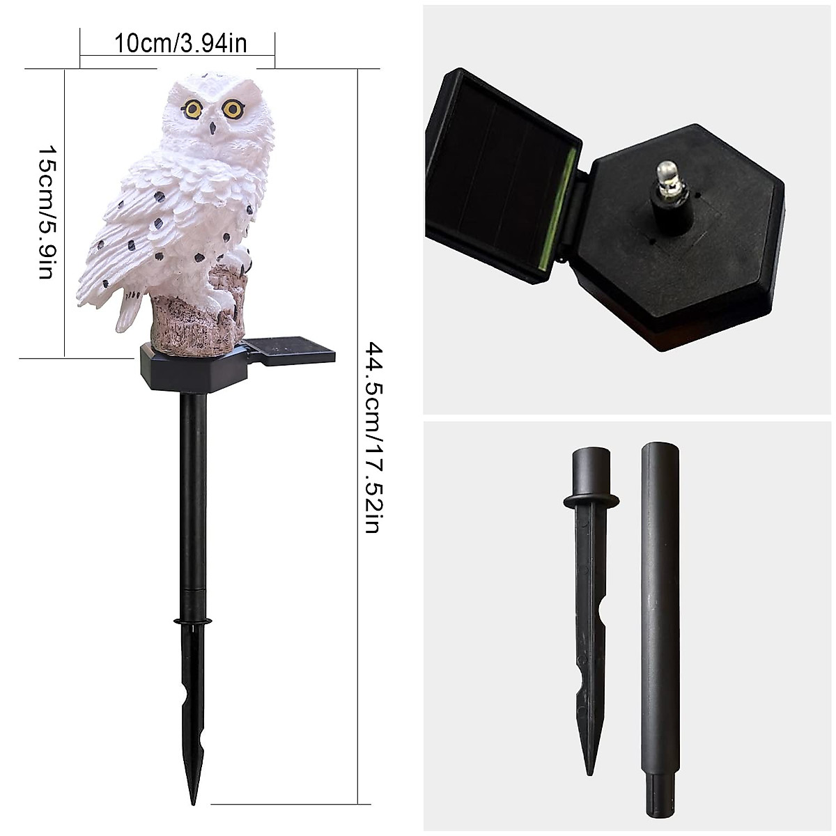 DUODEAN Solar Garden Lights, Cute White Owl Statues Waterproof Outdoor Decorations, Resin Animal Ornaments Gifts for Grandma Yard Lawn Pathway Flower Fence Art