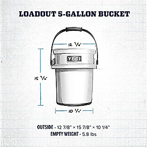 YETI Loadout 5-Gallon Bucket, Impact Resistant Fishing/Utility Bucket, Seafoam