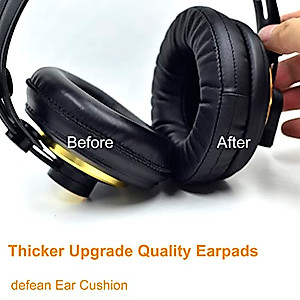 K240 Ear Pads defean Replacement Ear Cushion Earpads Pillow Cover Compatible with AKG K240 K550 K551 K553 K241 K241 K272 Headset,Softer Leather,High-Density Noise Cancelling Foam, Added Thickness