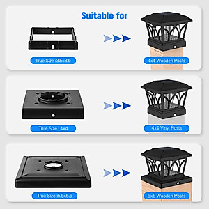 VOLISUN Solar Post Cap Lights Outdoor 4Pack, with Edison LED Bulbs, 2 Brightness Setting, Fence Post Lights Solar Powered for Garden Fence Deck Mailbox Yard Porch, Fits 4x4 6x6 Posts(Slate Black)