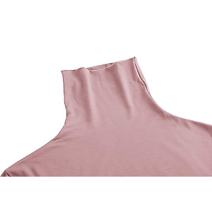 AUHEGN Womens Long Sleeve Turtleneck Lightweight Slim Active Shirt (X-Large, Dusty Pink)