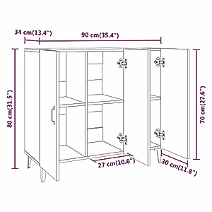 loibinfen Sideboard Buffet Server Storage Cabinet with Doors, Console Table Home Kitchen Sideboard with Black Megal Legs, Dining Room Furniture Entryway Cupboard, Concrete Gray 35.4"x13.4"x31.5" -AA