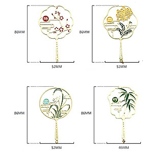 TJLSS Metal Bookmark Fan, Classical Chinese Style Plum, Orchid, Chrysanthemum, Bookmark Creative Small Fresh