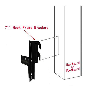 CAFORO #711 Bolt-On to Hook-On Conversion Bed Frame Brackets, Bed Rail Headboard Bracket, Bed Hook Adapter Kit (Set of 2)
