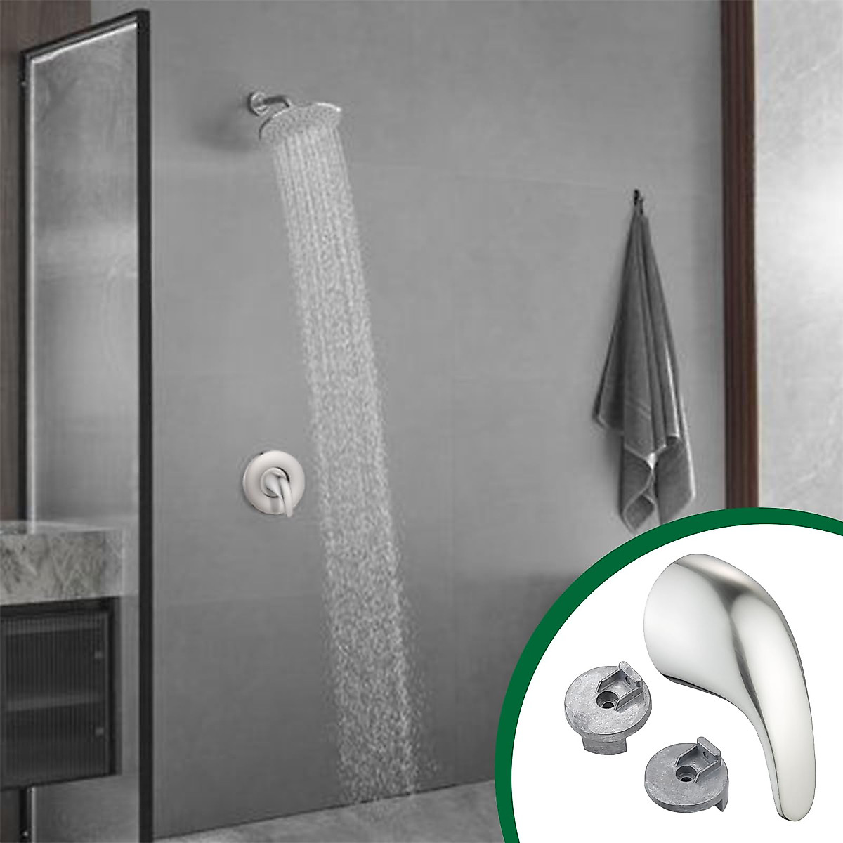 Moen Replacement Lever Shower Handle Kit - Compatible with Single Handle Tub and Shower Faucets, 100657, Brushed Nickel