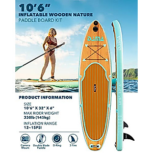 DAMA 10'6"x32"x6" Inflatable Paddle Board, sup Board, Paddleboard w/Camera Seat, Floating Paddle, Hand Pump, Board Carrier, Waterproof Bag, Drop Stitch, Traveling Board for Surfing