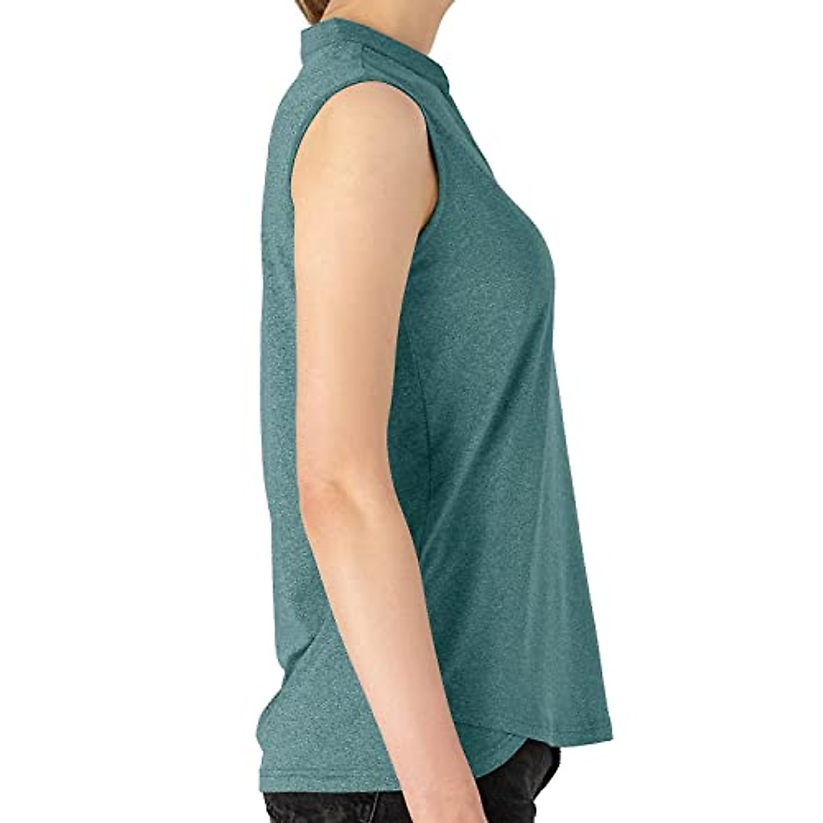 Rdruko Women's Golf Polo Sleeveless Lightweight Quick Dry Workout Tank Tops(Blackish Green, US M)