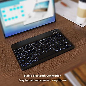 7 Color Backlit Bluetooth Keyboard for iPad 10th 9th Gen, iPad Pro M4 13 12.9 11 inch, iPad Air M2 5th 4th Generation, iPad Mini iPhone Slim Rechargeable Android Tablet Phone Wireless Keyboard (White)