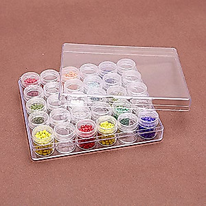 Tosnail 60 Clear Plastic Screw-Top Storage Containers for Diamond Painting, Beads, Sequins, Nails, Jewelry Making
