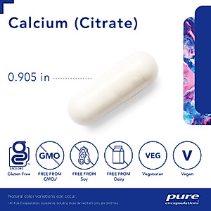 Pure Encapsulations Calcium (Citrate) - Supplement for Bone, Teeth, Colon, and Cardiovascular Health Support* - with Premium Calcium Citrate - 60 Capsules