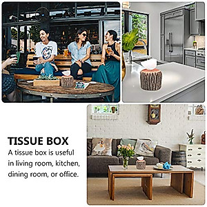 Alipis 3 pcs Box wood roll paper brown paper towels car tissues napkin holder for car rustic table decor square stand plush tissue holder Decorative Tissue Case Tabletop Tissue Case log