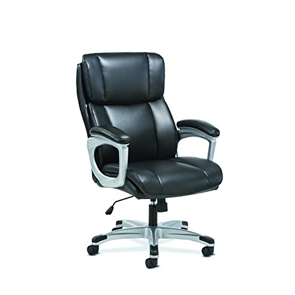Sadie Executive Computer Chair- Fixed Arms for Office Desk, Black Leather (HVST315)