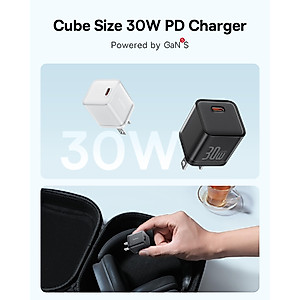 USB C Charger, Baseus USB C Wall Charger 30W PD Charger, GaN Fast Charger Block, USB-C Power Adapter for iPhone 15/14/13/12/11/Pro/Pro Max/XS/XR, Galaxy S23 Ultra, Google Pixel, MacBook, iPad, Black