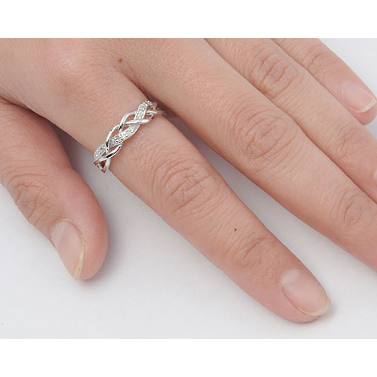 Infinity Knot White CZ Promise Ring New .925 Sterling Silver Band Size 11