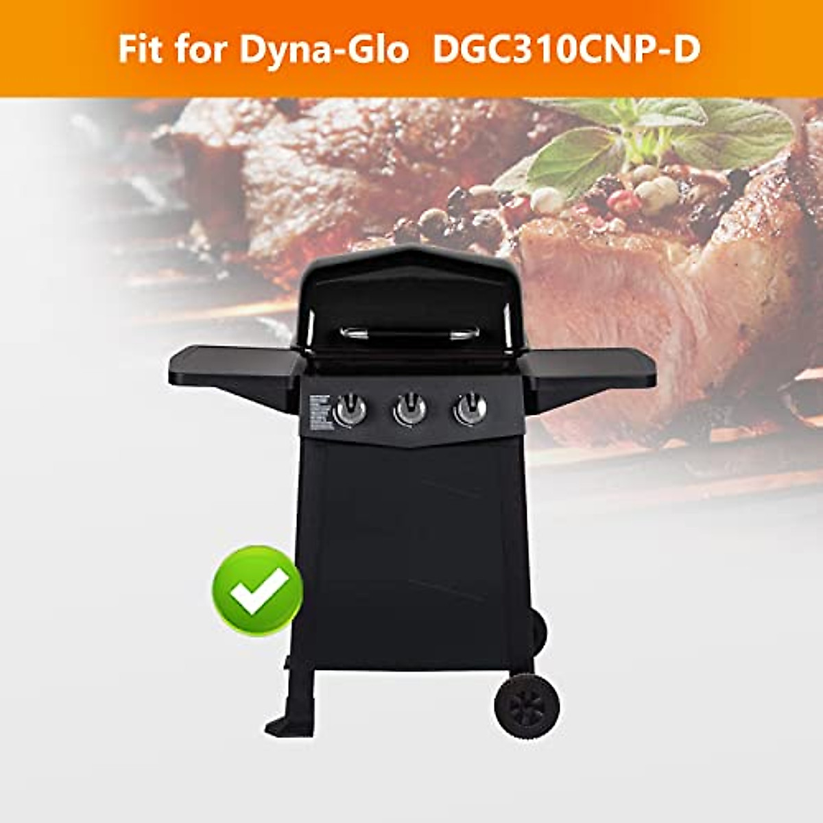 Hisencn Replacement Parts Grill Burner, Heat Plate Shield, Grill Grates for Dyna-Glo 3 Burner Open Cart Propane DGC310CNP-D, DGC310RNP-D, DGC310BNP-D, 19 3/5 inch Porcelain Coating Steel Cooking Grid