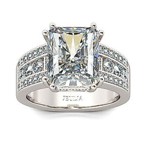 Jeulia 1.5 Carat Radiant Cut Engagement Rings for Women Sterling Silver Solitaire Cubic Zirconia Wedding Rings Anniversary Promise Romantic Gift (8.5)
