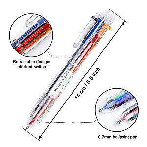 Shuttle Art Multicolor Pens, 23 Pack 6-in-1 0.7mm Retractable Ballpoint Pens for Office School Supplies Students Children Gift