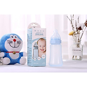 aMACEing Zero Leak® Baby Bottle with Anti-Colic Vent and Variable Flow, Leak-Proof 7oz (Blue)