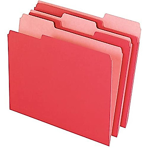 Office Depot File Folders, Letter, 1/3 Cut, Red, Box of 100, 97662