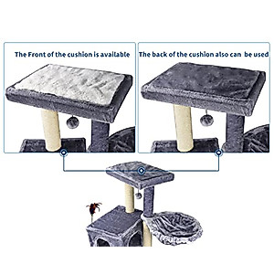 AIWIKIDE 002G Cat Tree has Scratching Toy with a Ball Activity Centre Cat Tower Furniture Jute-Covered Scratching Posts Grey …