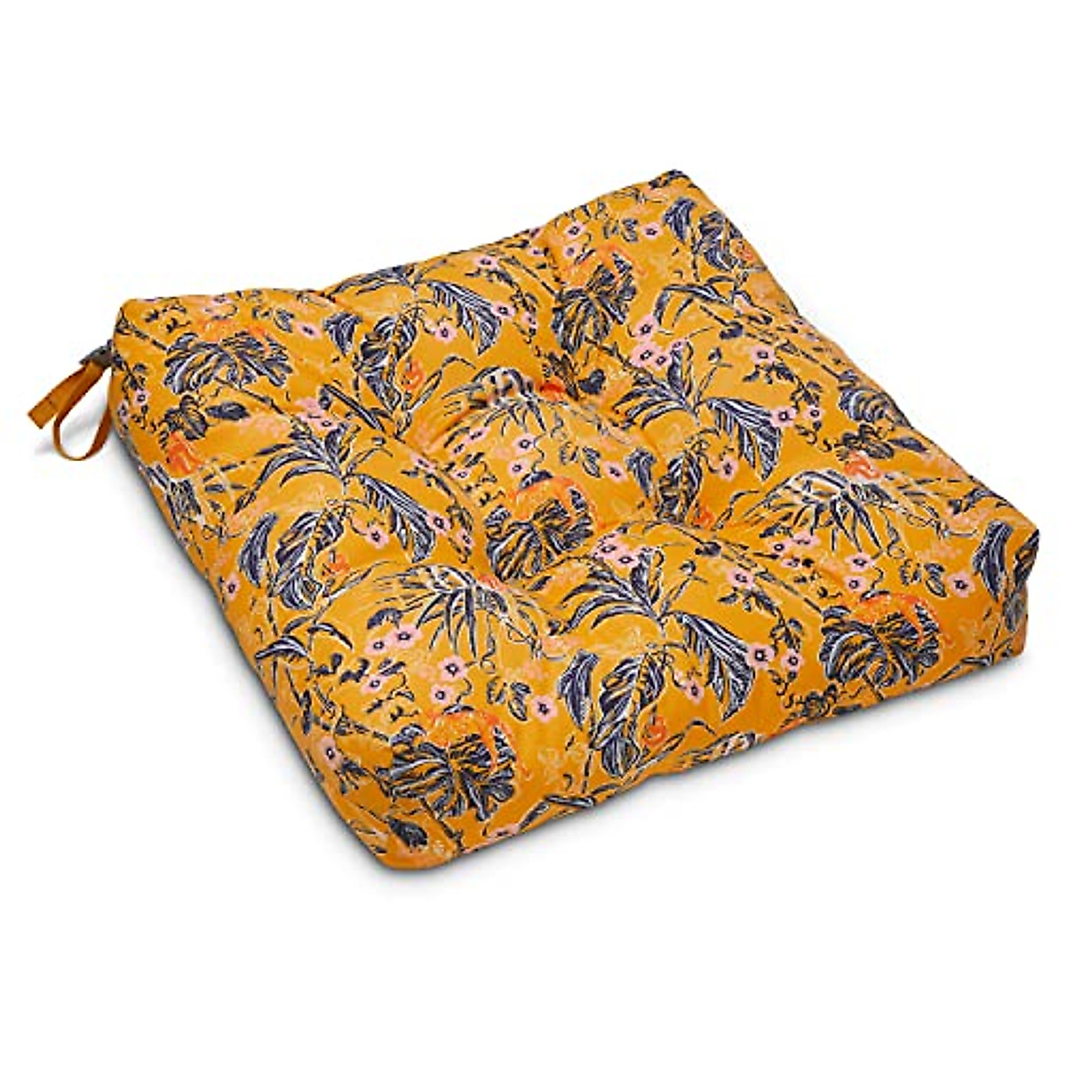 Vera Bradley by Classic Accessories Water-Resistant Patio Chair Cushions, 19 x 19 x 5 Inch, 2 Pack, Rain Forest Toile Gold, Chair Seat Cushions