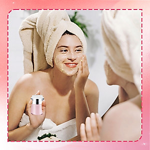 Zhehao 12 Pcs 1 Oz/ 30 ml Airless Pump Jar with Stickers Silicone Spatula Set Refillable Cream Jar Vacuum Bottle Dispenser Portable Empty Cosmetic Container Travel Size Lotion Sample Pot, Pink