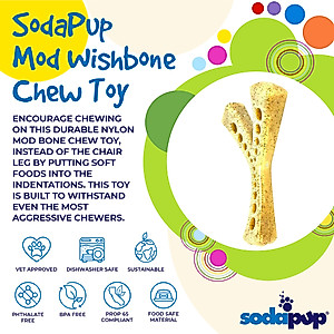 SodaPup Mod Wishbone – Durable Dog Chew Toy and Treat Dispenser Made in USA from Non-Toxic, Pet Safe, Food Safe Nylon Material for Mental Stimulation, Clean Teeth, Fresh Breath, Problem Chewing & More