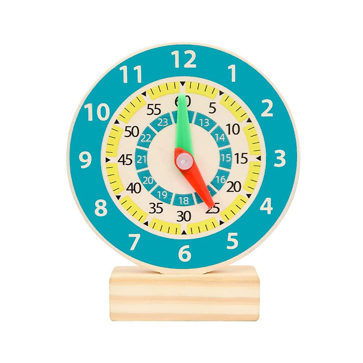 NUOBESTY Wood Number Learning Clock Montessori Teaching Time Clock Toys Early Education Math Wooden Teaching Clock for Classroom Early Learning