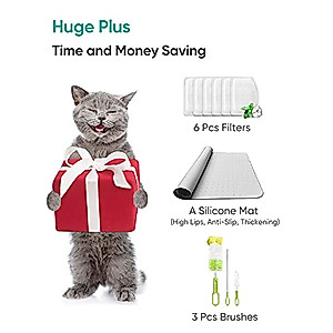 ZeePet Cat Water Fountain Stainless Steel D60,100oz/3L Pet Water Fountain for Cats Inside,Dog Fountain Water Bowl for Small, Medium Dogs and Cats (with mat, 6pcs Filters, Brushes)