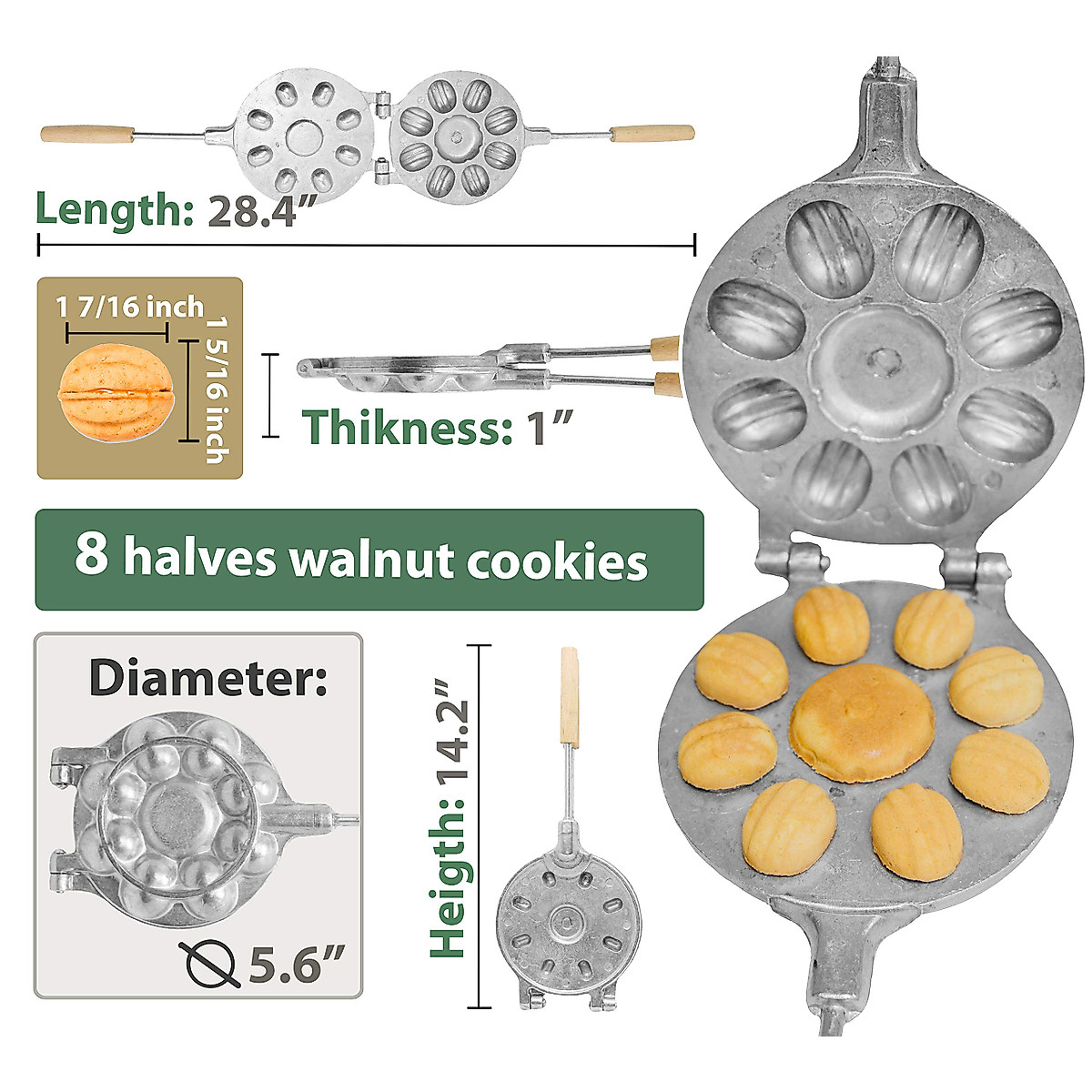 Walnut Cookie Mold Maker 8+1 flower - Walnut Cookie Maker - Oreshki Mold Maker - Орешница - Oreshki Maker - Oreshki Cookie mold - Walnut Cookie Form - Oreshnitsa Maker - Walnut Cookie Molds