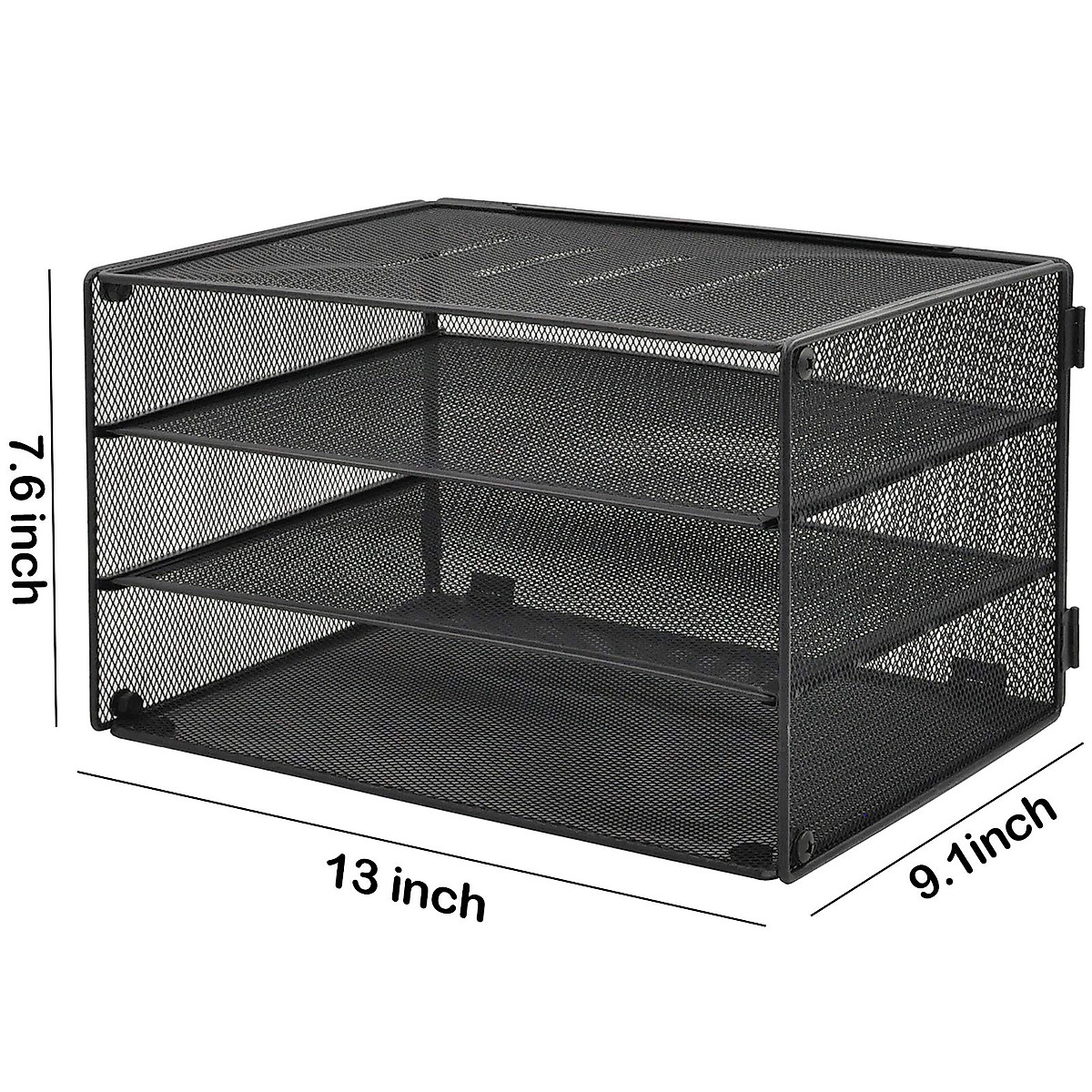 COSYAWN Paper Letter Tray Organizer, 3 Tier Mesh File Tray Desktop Paper Sorter, Black