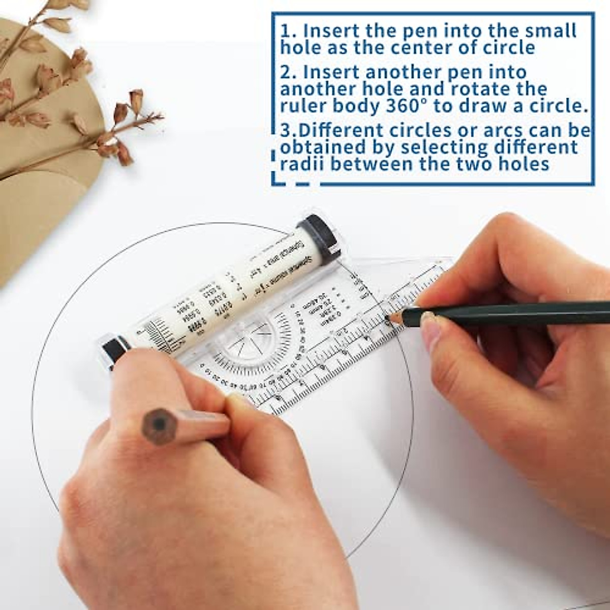 2 Pcs Plastic Measuring Rolling Ruler, 6 Inch Drawing Roller Ruler Parallel Glider Rolling Ruler Drawing Design Ruler for Measuring, Drafting