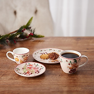 Pfaltzgraff Winterberry Elf Holiday Mug and Cookie Plate Child Gift Set, 4 Piece Set