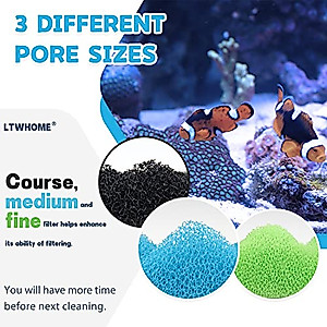 LTWHOME Value Pack of Large DIY Poly Coarse Fine Foam Filter Pads Set for Aquarium Pond(Pack of 7)