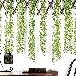 12Pcs Artificial Vines Fake Greenery Garland Hanging Plants With Willow Leaf for Wedding Garden Party Wall Home Indoor Decoration