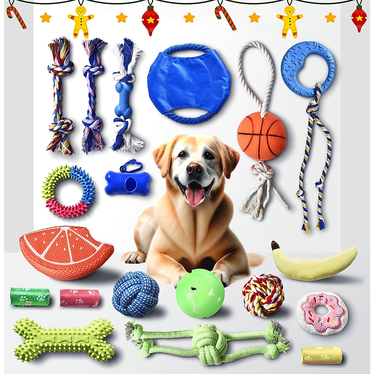 Stride Chew Toys for Puppy, 19 Pack, Dog Toys for Small Dogs & Puppies, Teething Dental Toys, Rope Toys, Plush, Squeaky & Treat Toys for Boredom, Great Value 19-Pack with Fun & Engaging Toys