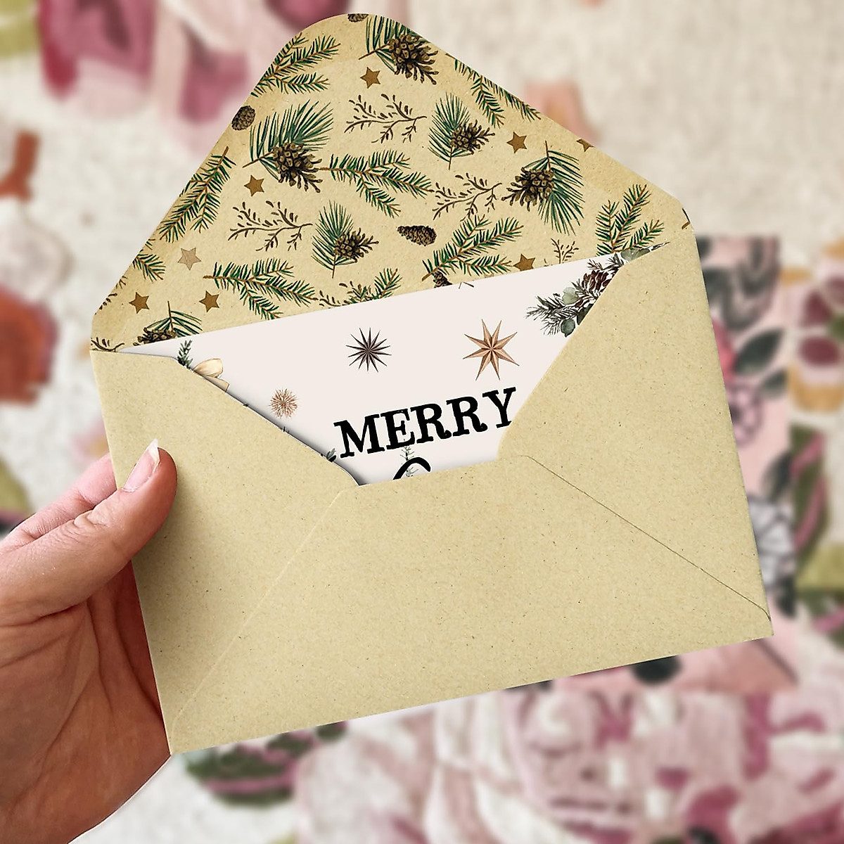 Artoid Mode 24 Pack Merry Christmas Thank You Cards Basket Xmas Tree Greeting Cards Gift With Envelope Sticker Blank Note Cards for Birthday Wedding Baby Shower Bridal Shower, 4 x 6 Inch